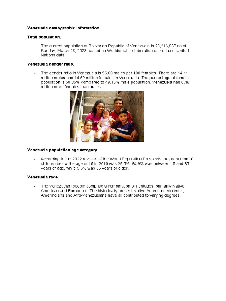 Venezuela Demographics Overview 2023 | PDF