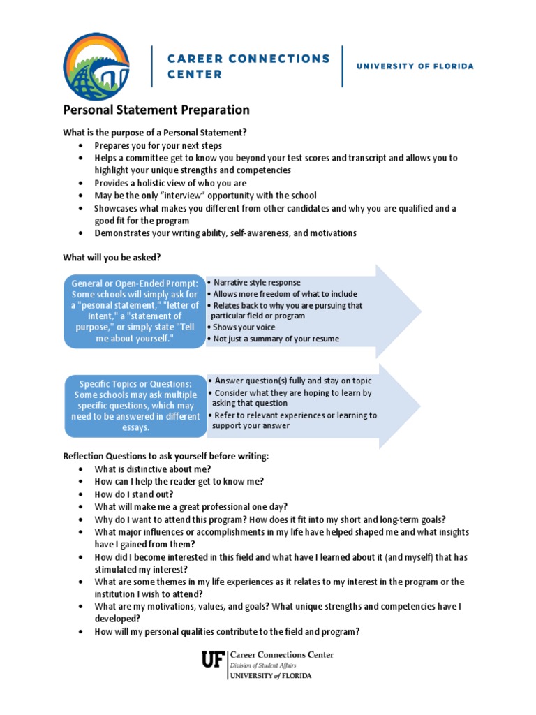 Personal Statement Writing Guide | PDF | Essays | Motivation