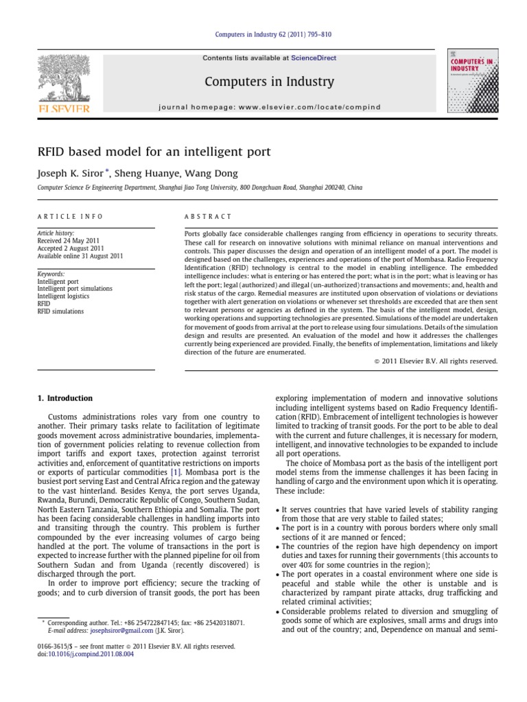 RFID Based Model for an Intelligent Port | PDF | Radio Frequency ...