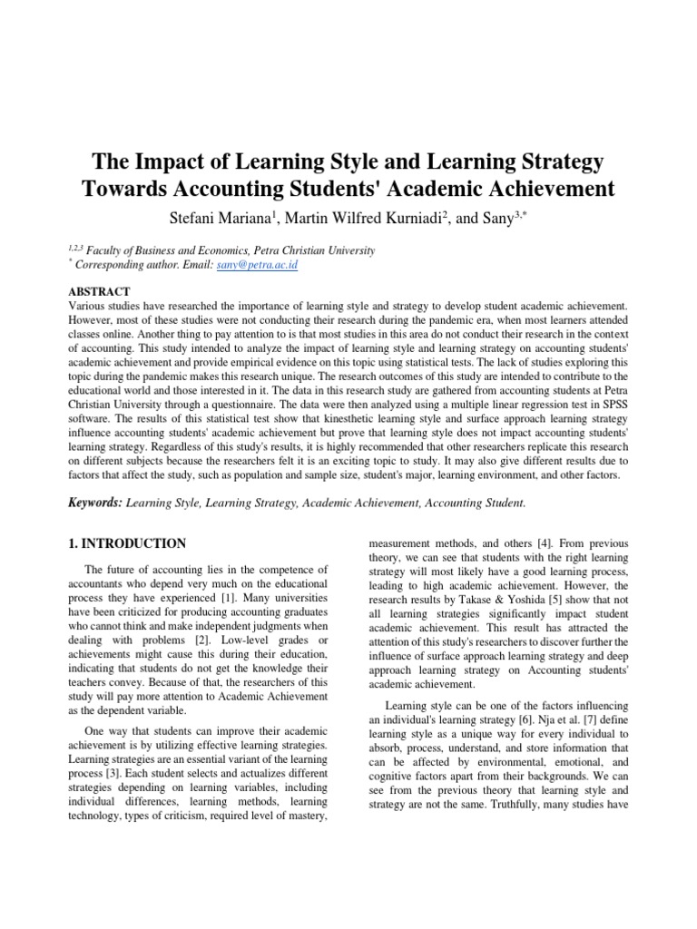 The Impact of Learning Style and Learning Strategy Towards Accounting ...