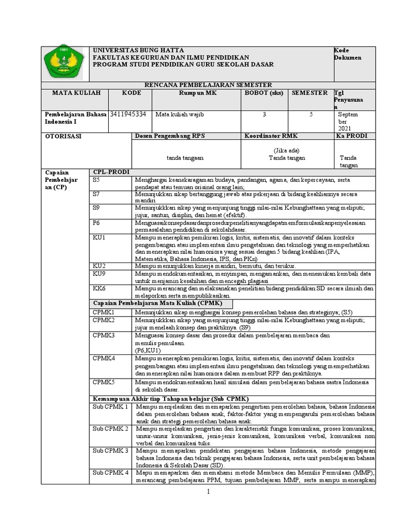 RPS PBI 1 (Ganjil 2021-2022) L | PDF