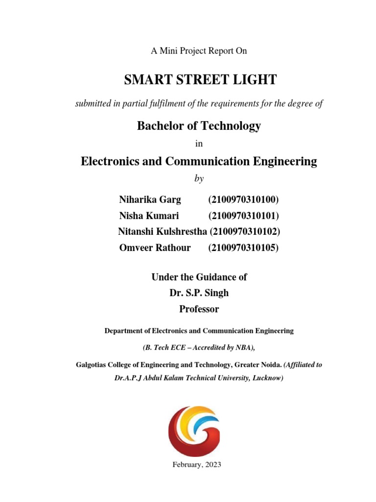 smART STREET LIGHT Project Demo | PDF