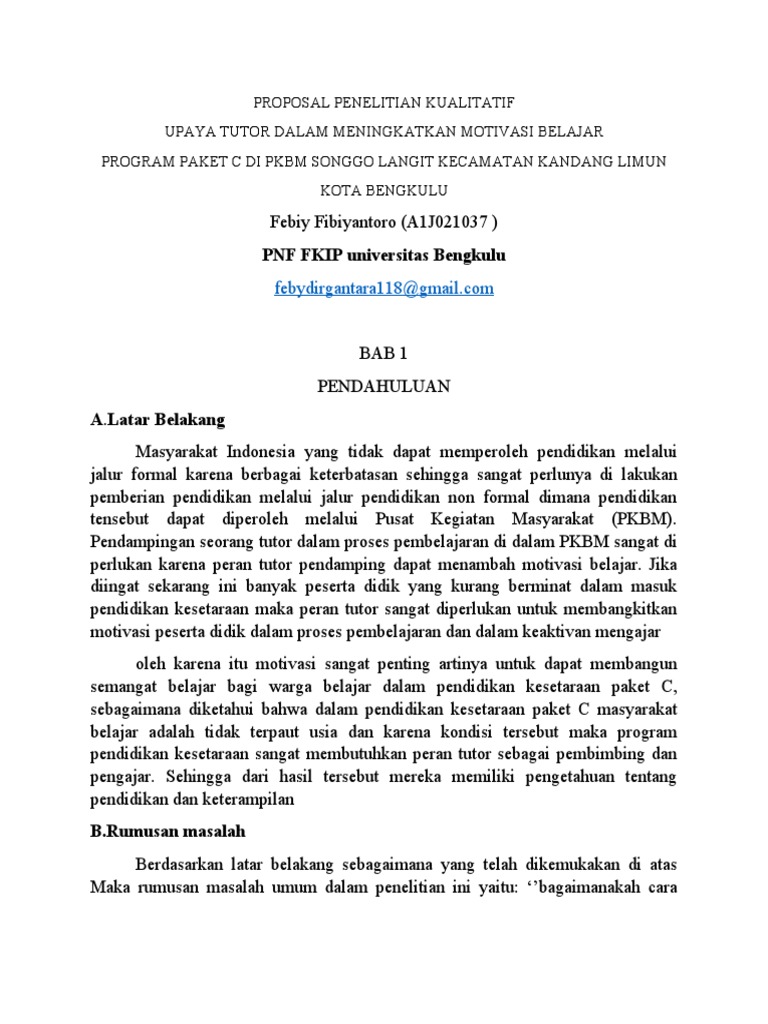PROPOSAL KUALITATIF FINISH. | PDF