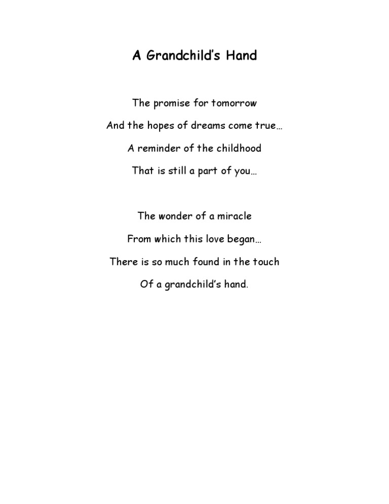 Grandchild's Hand Poem for Grandparents | PDF