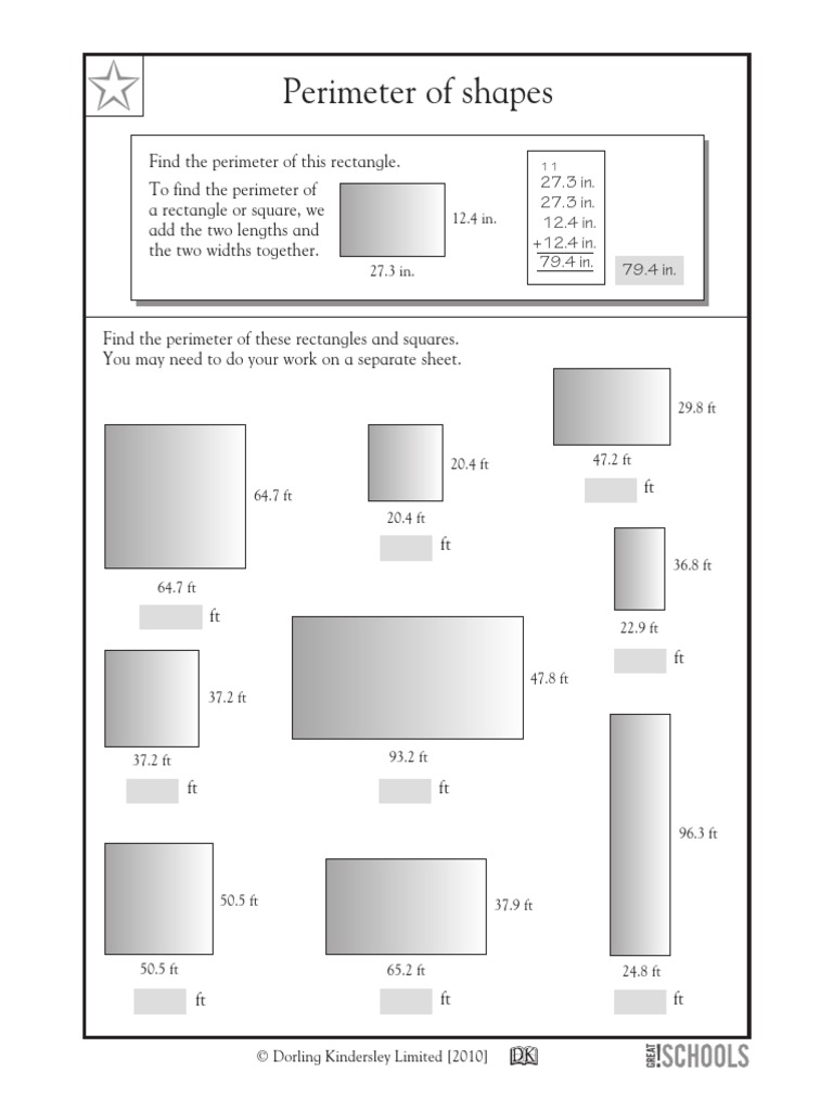 Calculate Perimeter of Rectangles & Squares | PDF | Geometric Objects ...