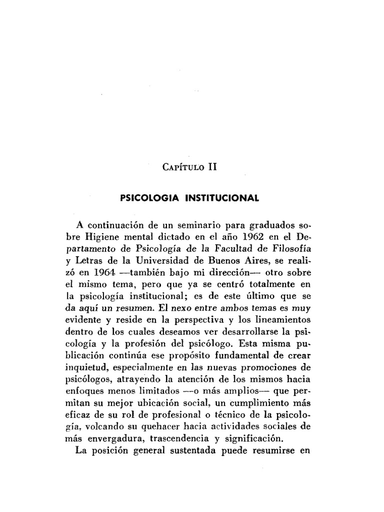 Psicohigiene y Psicología Institucional. Cap2. (UNIDAD 1) | PDF