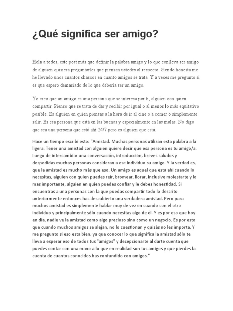 Qué Significa Ser Amigo | PDF