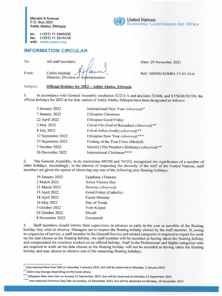 Official Holidays 2022 | PDF
