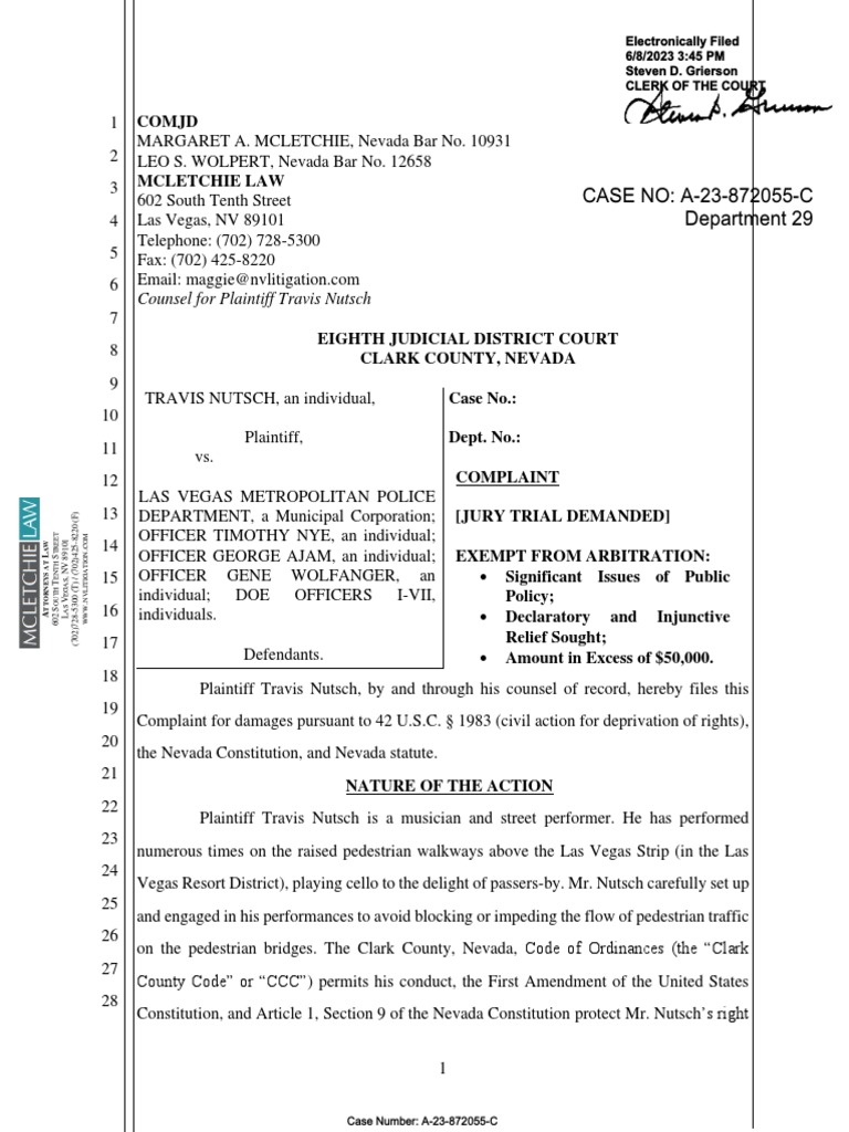 Lawsuit Against Las Vegas Police for Free Speech | PDF | Lawsuit ...