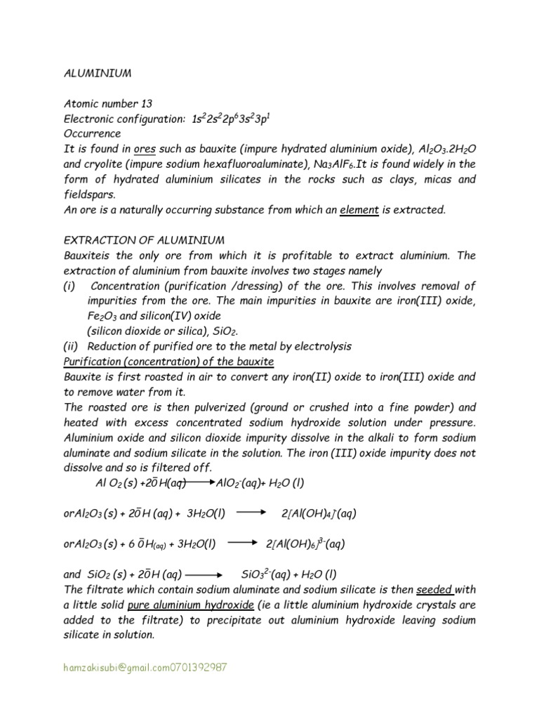 S.6 Chemistry of Aluminium, Group IV Group VII | PDF | Hydroxide | Aluminium
