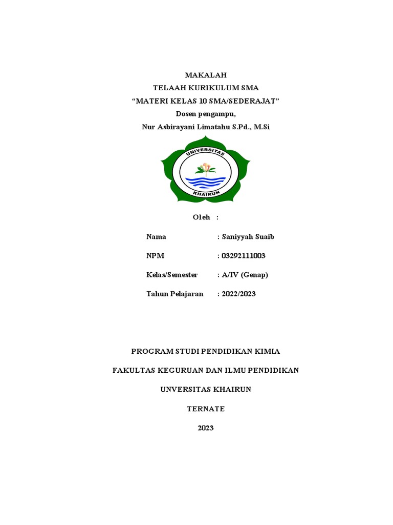 Kelas X_Materi SMA | PDF