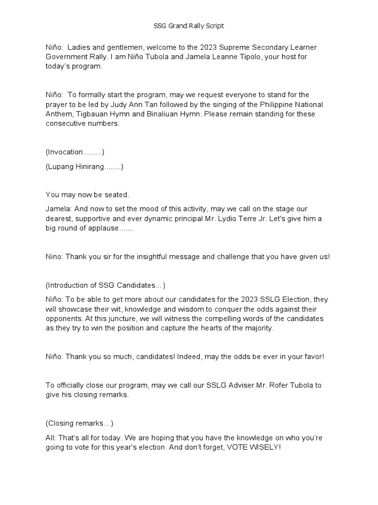 Grand Rally Script | PDF