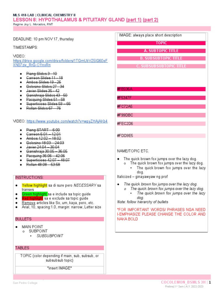 l8 Cc2 Lab Hypothalamus and Pituitary Gland Wala Nahuman Po | PDF | Hypothalamus | Growth Hormone