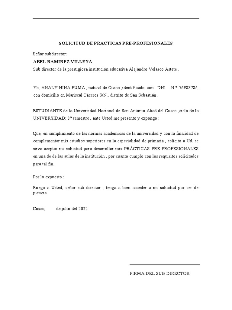 Solicitud Practicas Pre-Profesionales | PDF | Negocios | Derecho