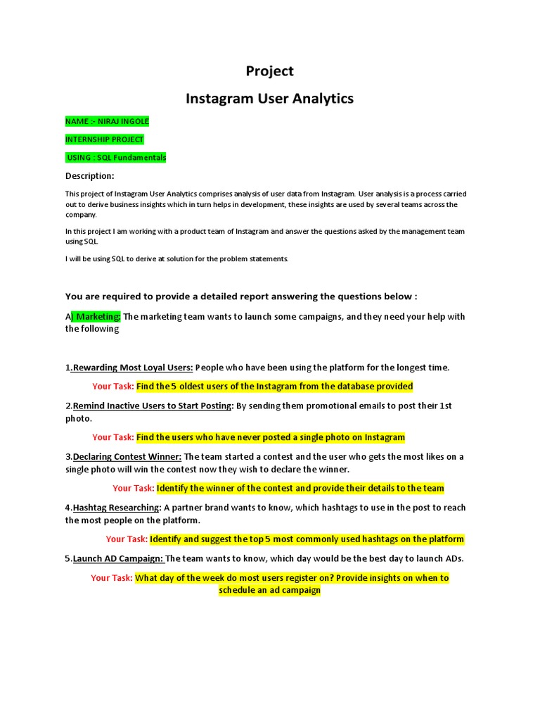 INSTGRAM User Analytic Project | PDF