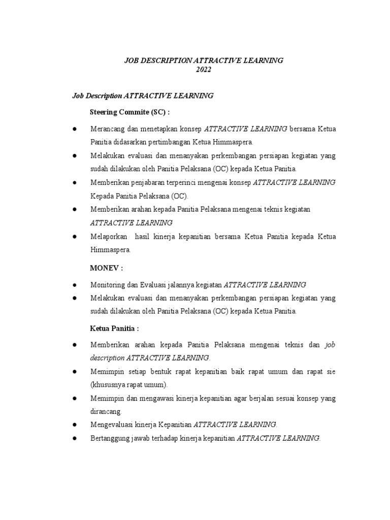 Deskripsi Pekerjaan ATTRACTIVE LEARNING | PDF