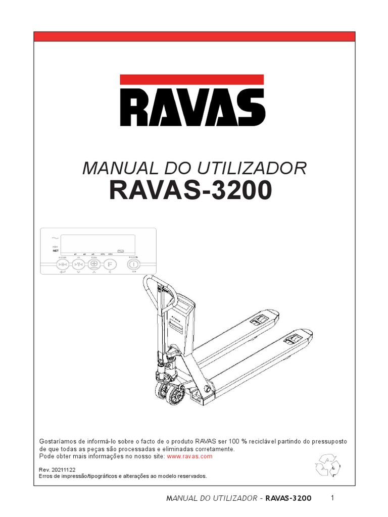 Manual do Utilizador RAVAS-3200 | PDF | Tempo | Quilograma