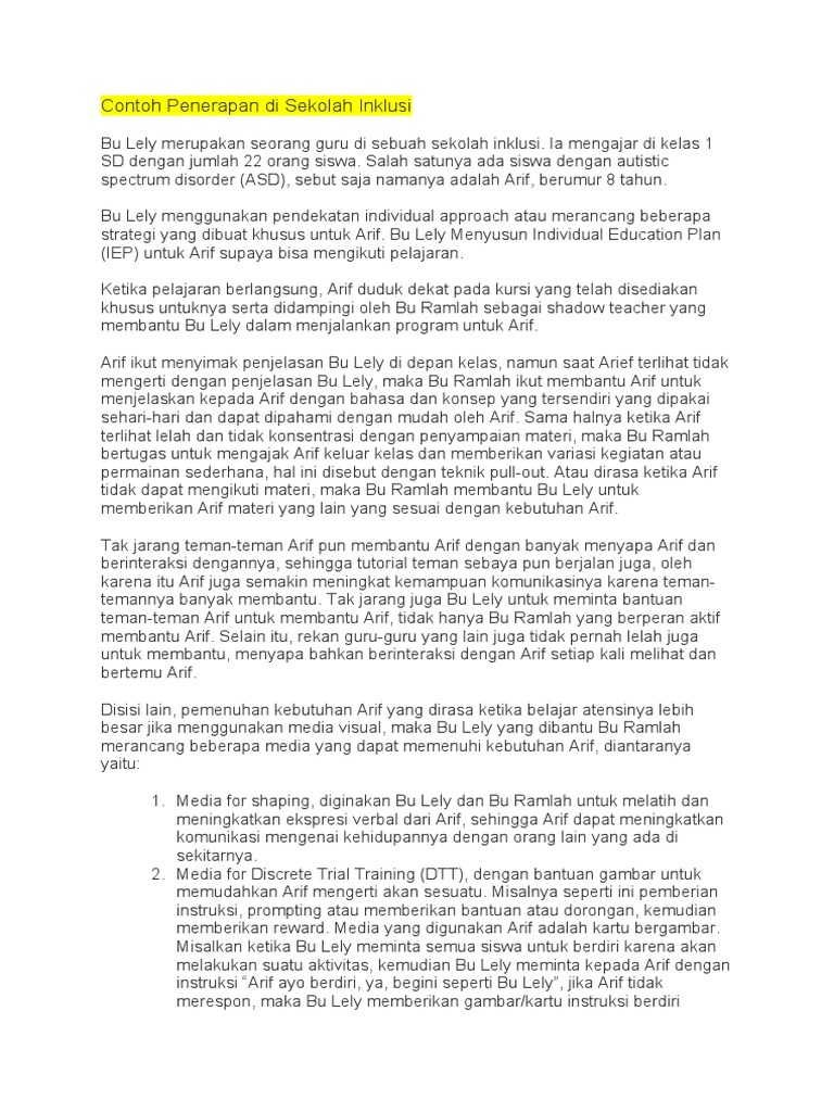 Contoh Penerapan Pembelajaran Berdiferensiasi Mode Inkluse Multikultural | PDF