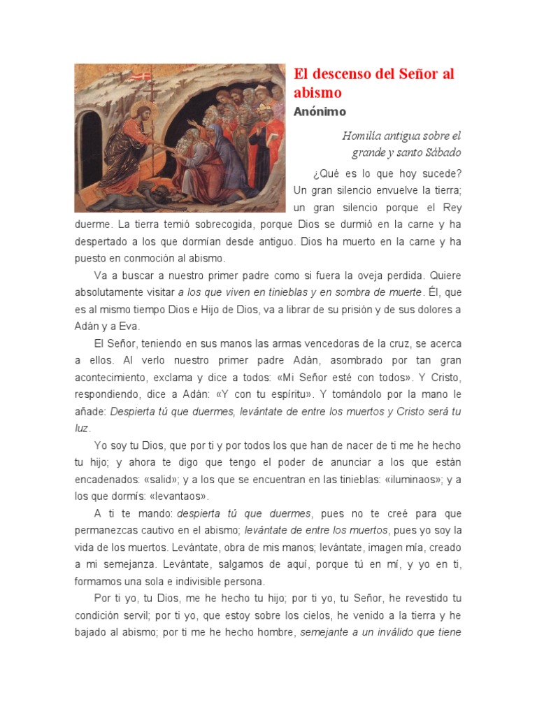 El Descenso Del Señor Al Abismo | PDF