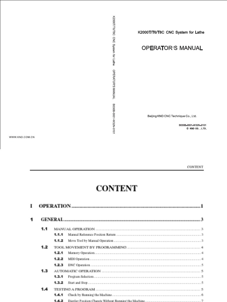 K2000TC V3.1 Operation 150318 | PDF | Machining | Numerical Control