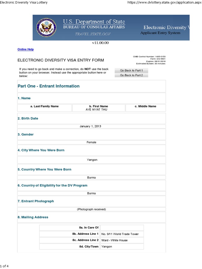 Burma Diversity Visa Application | PDF | United States Department Of ...