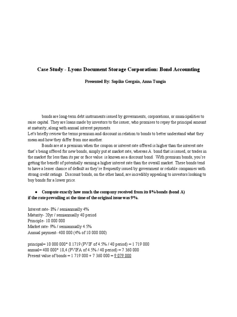 Accounting Case Study 1 | PDF | Bonds (Finance) | Interest