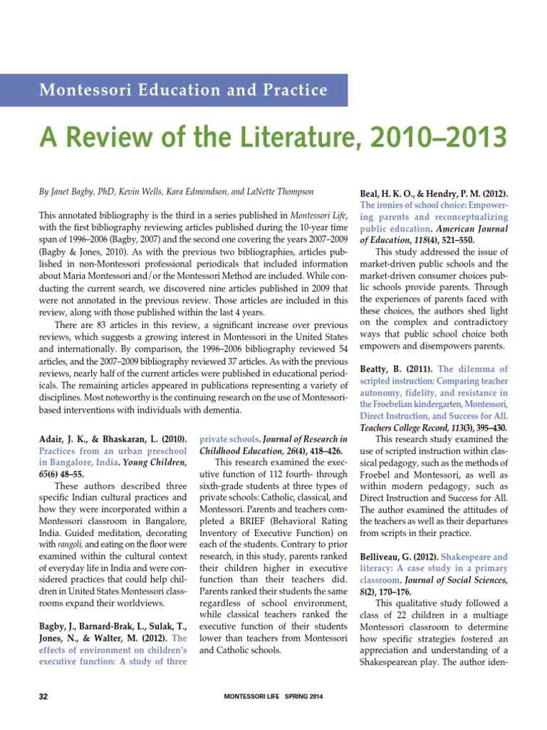 Montessori Education Research Review | PDF | Montessori Education ...