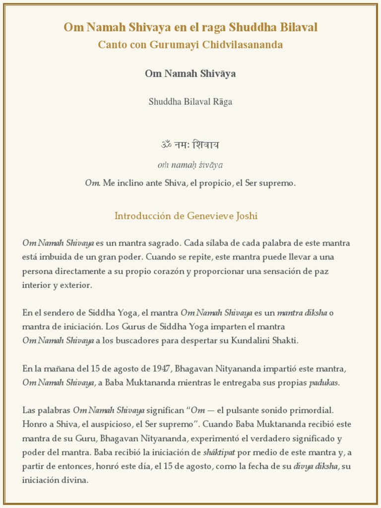 Om Namah Shivaya en Raga Shuddha Bilaval | PDF | Religión y espiritualidad