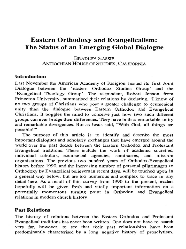 Eastern Orthodoxy and Evangelicalism | PDF | Social Science | Religion ...