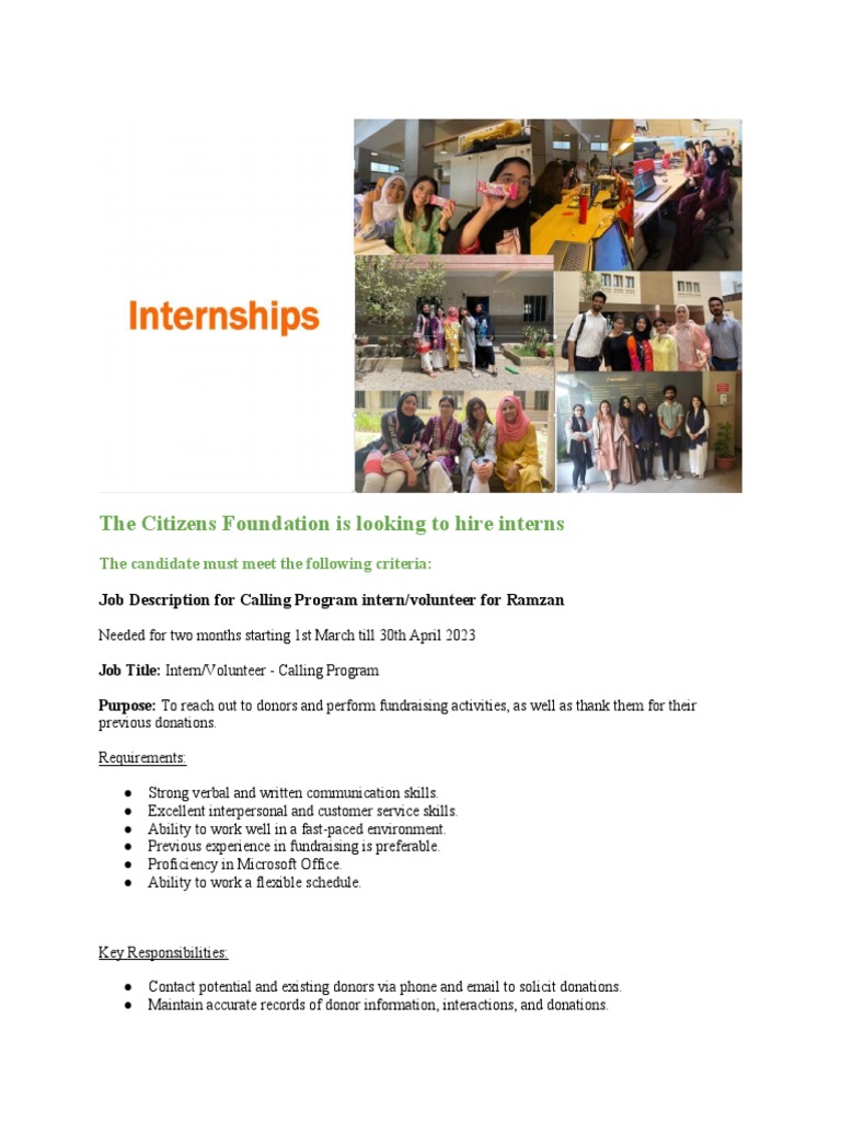 TCF Internship Program | PDF | Career & Growth