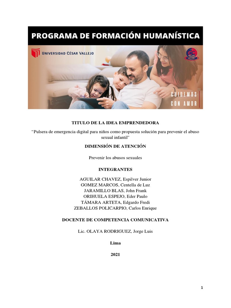 Proyecto Final - Idea Emprendedora | PDF | Abuso sexual | Software de la aplicacion