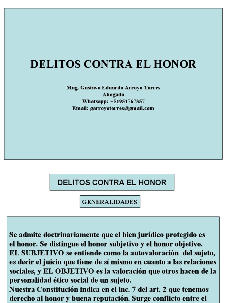 Delitos Contra El Honor | PDF | Derecho penal | Intención (Derecho Penal)