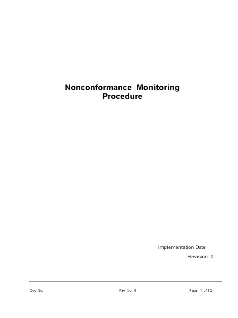 Nonconformance Monitoring Procedure | PDF | Business