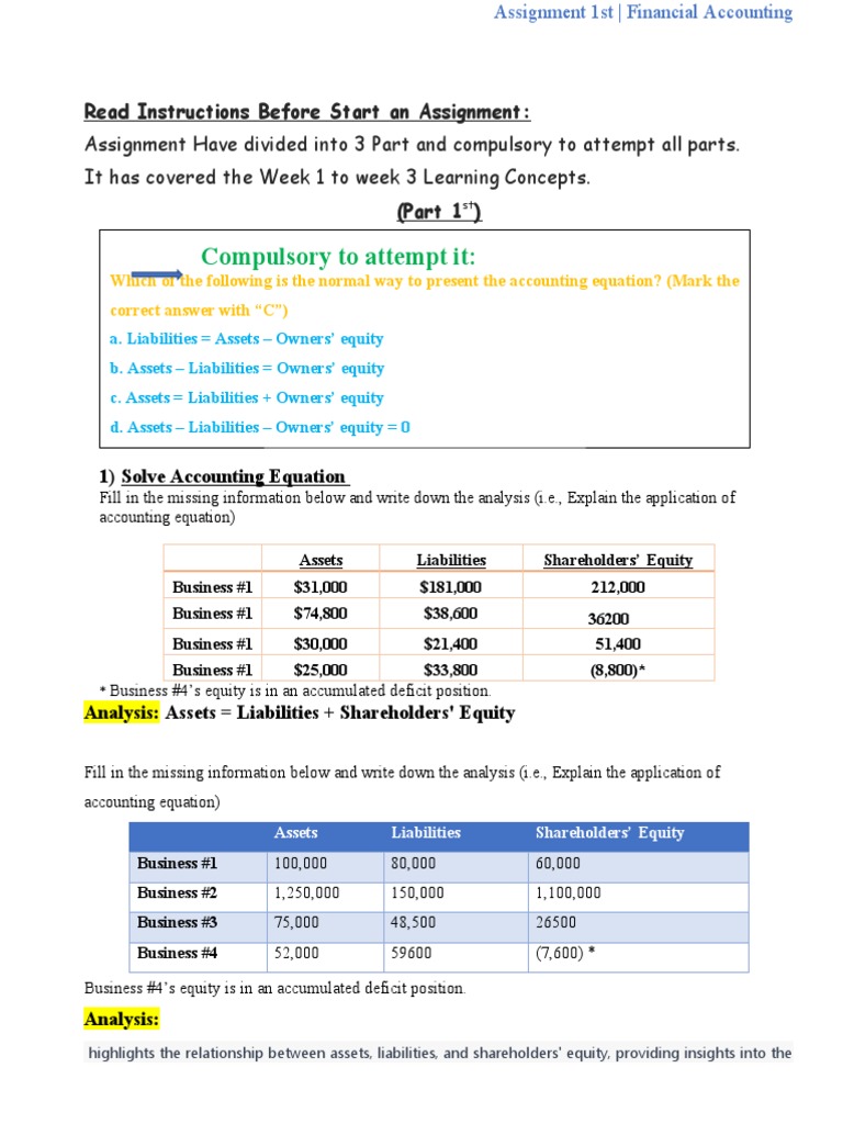 1st Assignment - 2023 | PDF | Debits And Credits | Equity (Finance)