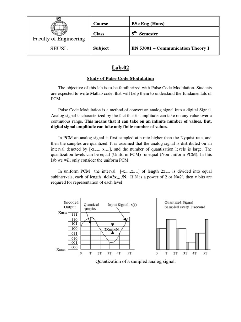 Experiment 02 - Study of Pulse Code Modulations | PDF