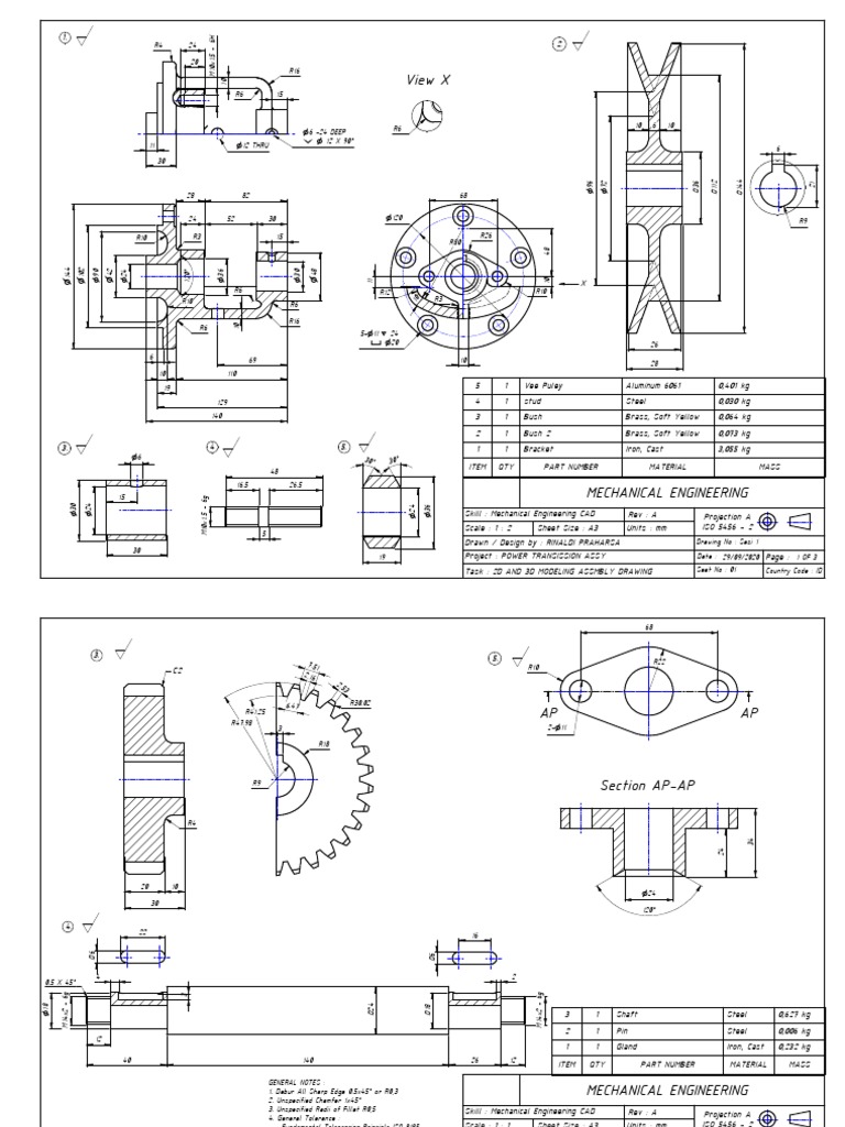 Power Transmission Assembly Drawing | PDF | Engineering Tolerance | Metals