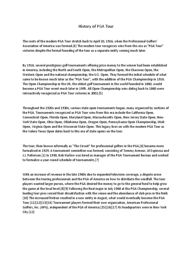 History of PGA Tours | PDF
