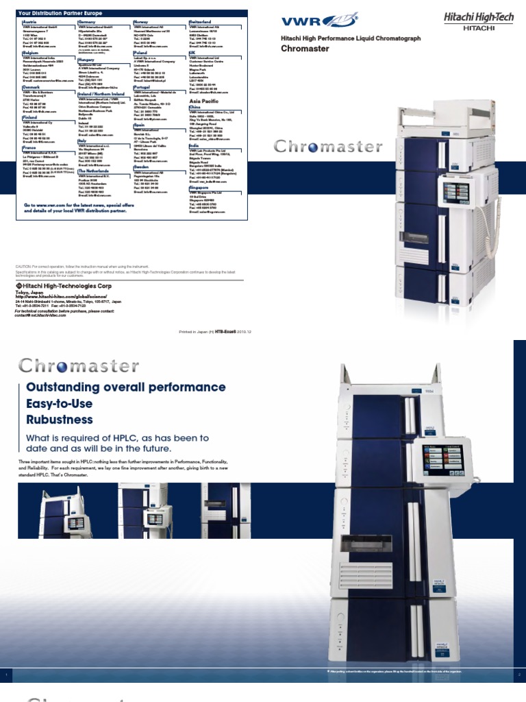 Chromaster Brochure | PDF | Pump | High Performance Liquid Chromatography