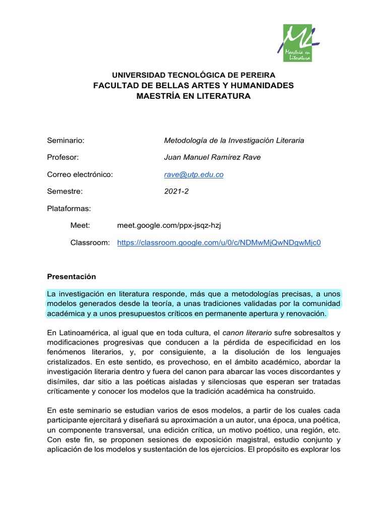 Metodología de Investigación Literaria | PDF | Historia | Clásicos