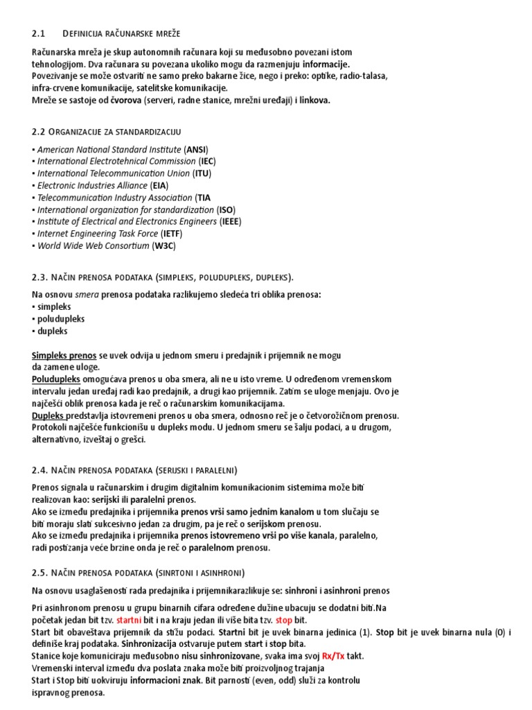 Odgovori Na Pitanja Iz Ra - Unarskih Mre - A | PDF