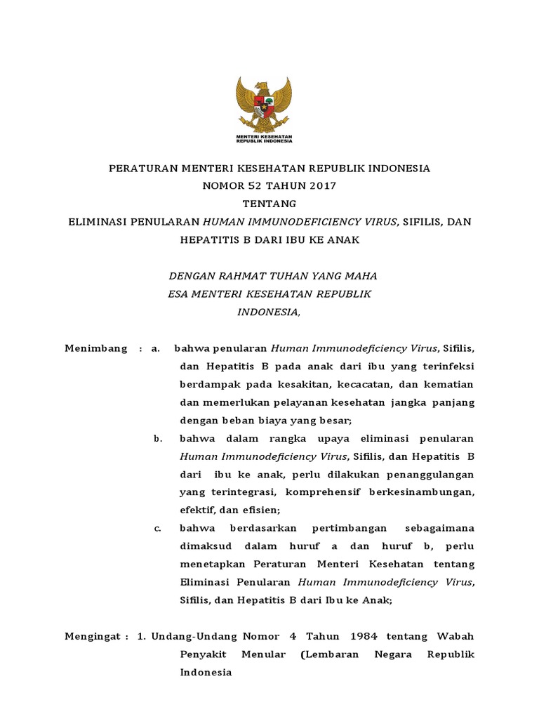 Permenkes Nomor 52 Tahun 2017 | PDF | Pengembangan Diri