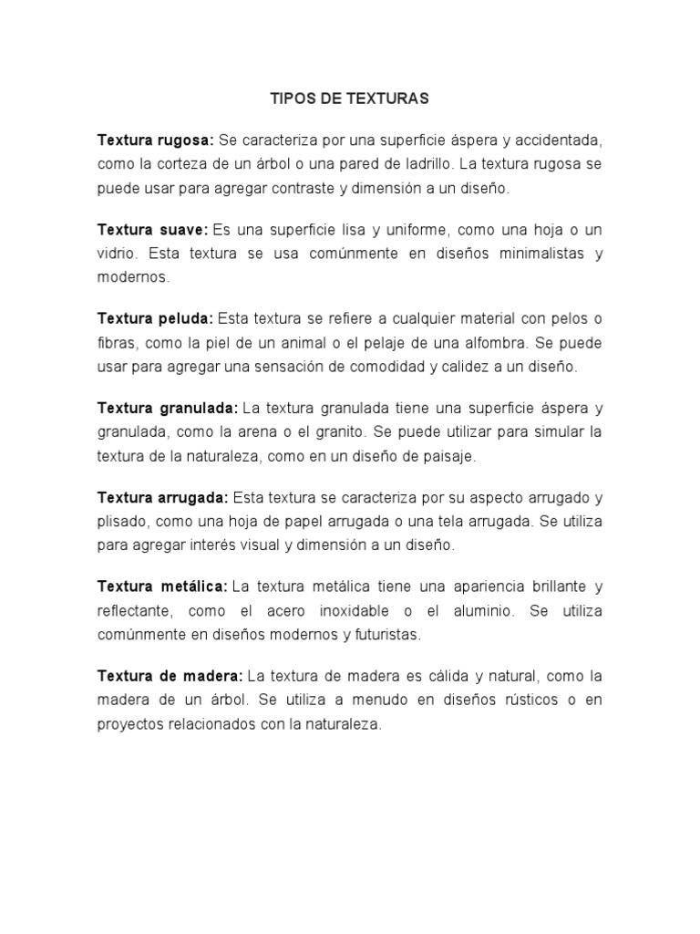 Tipos de Texturas | PDF