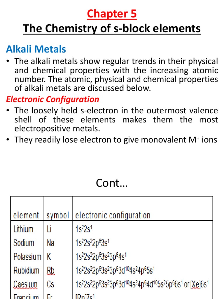 S-Block Elements: Alkali Metals | PDF | Sodium Hydroxide | Hydroxide