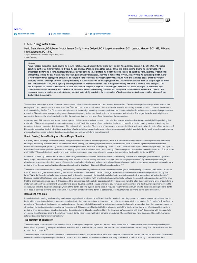 Decoupling With Time - Inside Dentistry - August 2021 - Inside ...
