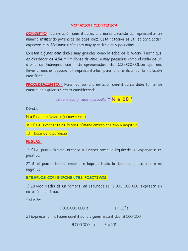 Notacion Cientifica | PDF | Exponenciación | Matemáticas