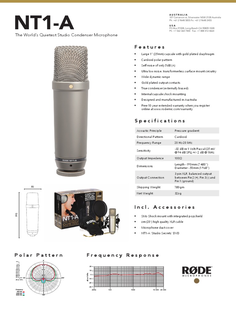 Nt1 A Datasheet | PDF | Microphone | Sound Recording