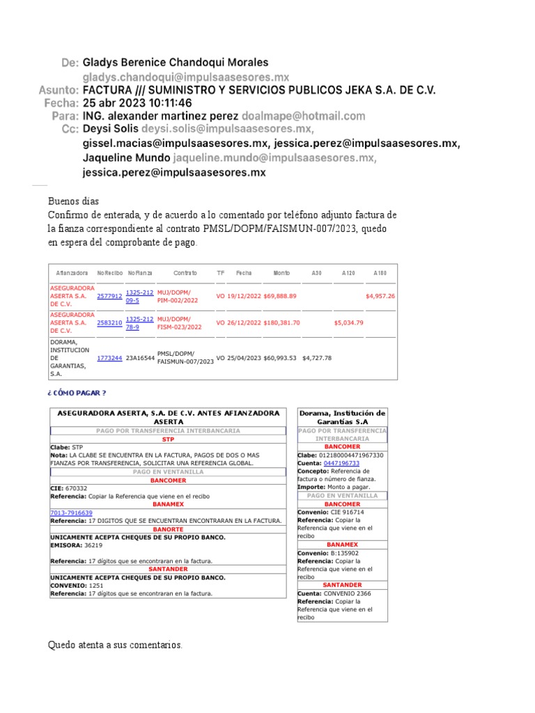 Factura Suministro y Servicios Publicos Jeka S.A. de C.V | PDF