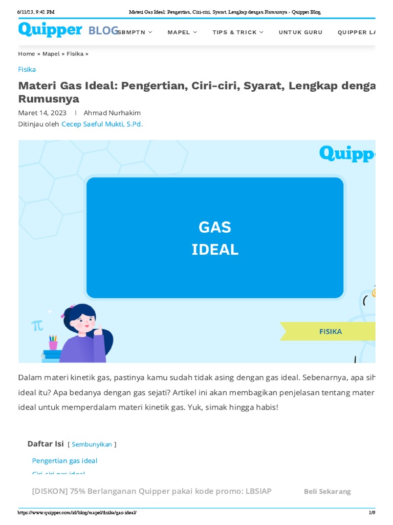 Materi Gas Ideal: Pengertian dan Rumus | PDF | Teknologi & Rekayasa