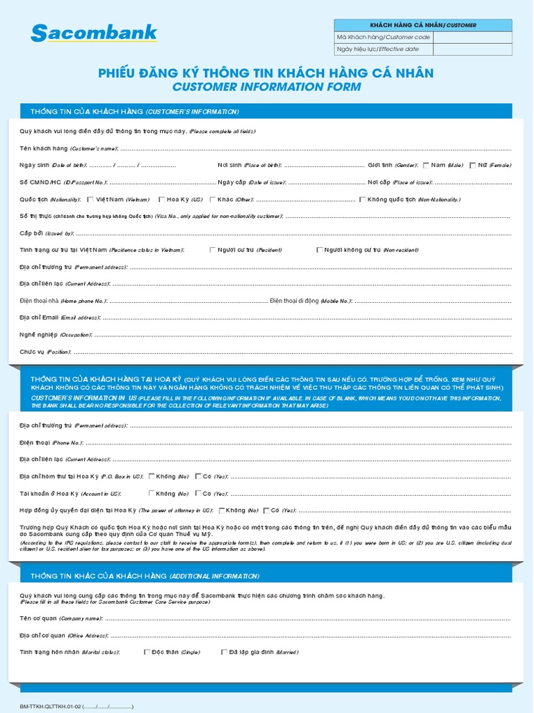 Customer Information Form | PDF