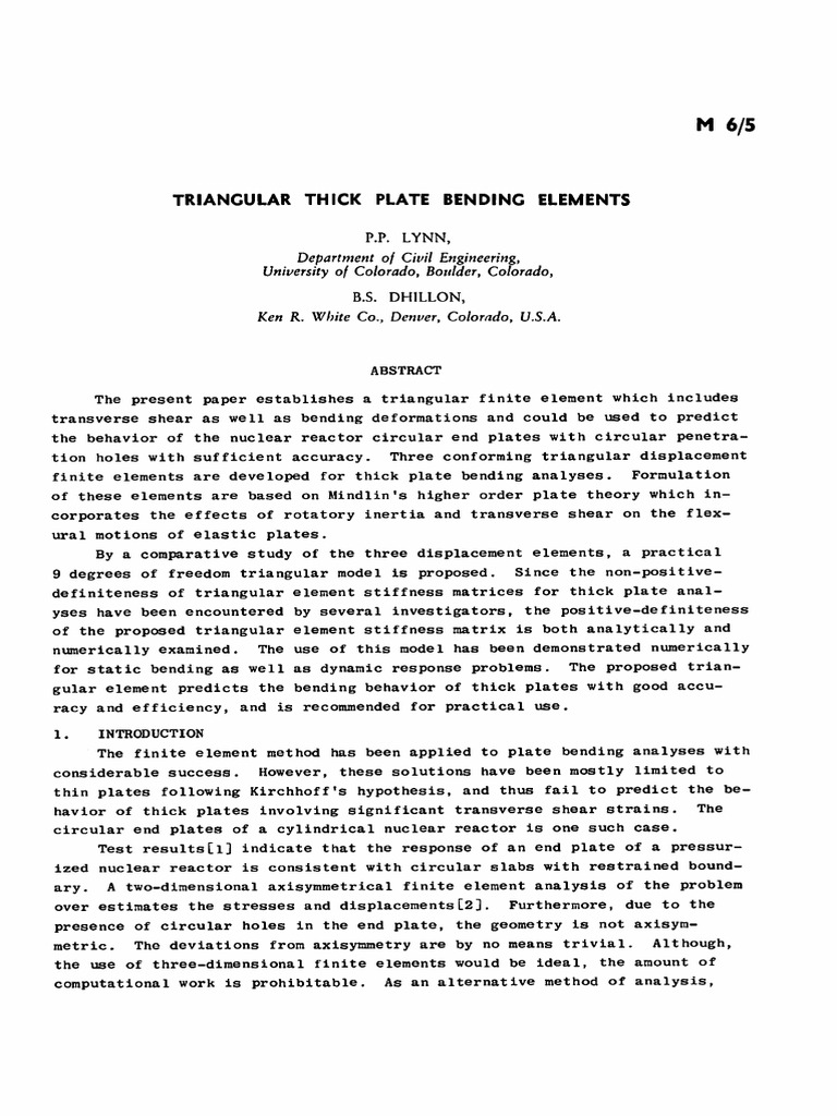 triangular thick plate bending elements | PDF